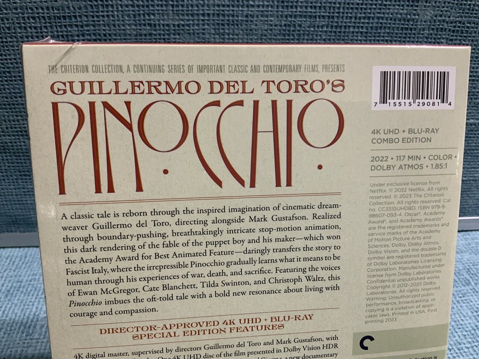 Guillermo Del Toro's Pinocchio (4K UHD) Criterion Collection, see pics ...