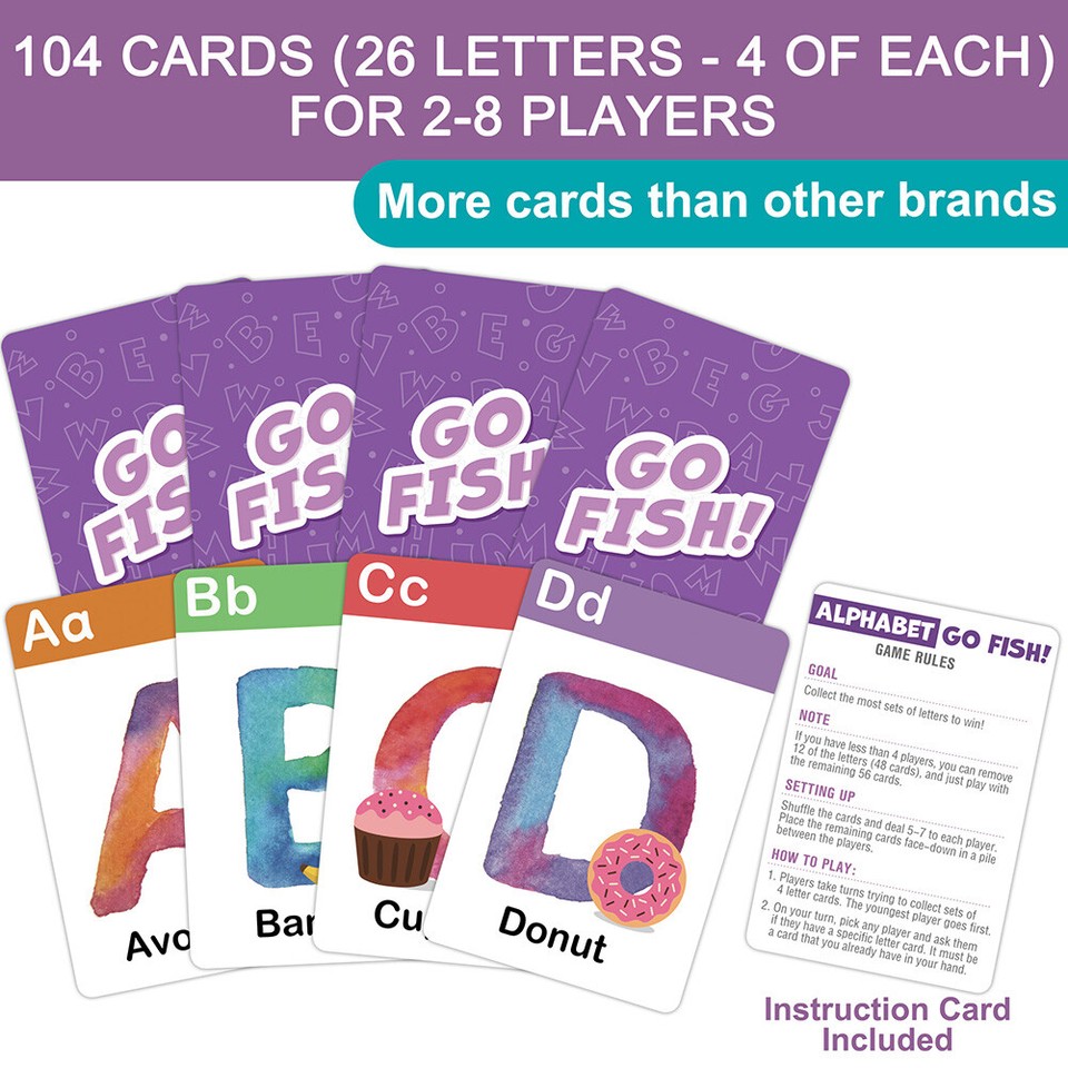 Kids Card Games ABC Go Fish Flash Cards Children Early Education ...