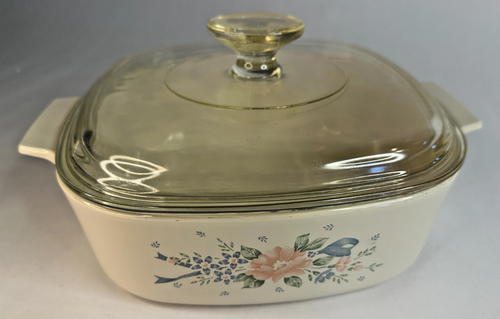 Corning Ware Symphony Floral Casserole Dish A-2-B 2 Liter with clear ...