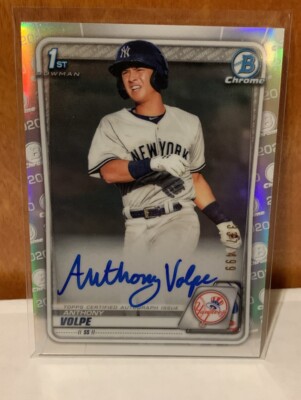ANTHONY VOLPE 2020 Bowman Chrome Autograph REFRACTOR #/499 Yankees 1st ...