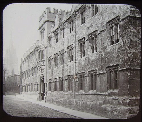 Glass Magic Lantern Slide ORIEL COLLEGE EXTERIOR OXFORD C1890 VICTORIAN ...