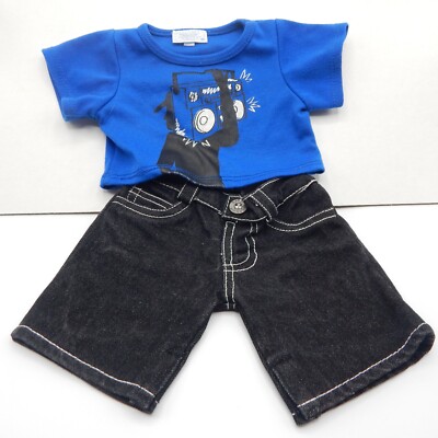 Build A Bear blue boom box radio shirt with black denim pants‼️ | eBay