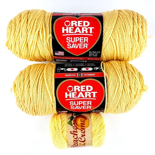 Lot Of 3- (2 New Red Heart Super Saver Yarn Cornmeal (1Peaches & Cream ...