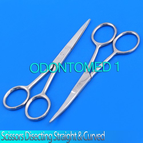 2pc 4.5" General Purpose Scissors Disecting Straight & Curved Sharp Surface | eBay