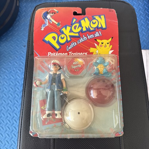 RARE POKEMON TRAINERS ASH FIGURE #07 SQUIRTLE HASBRO POKE BALL & DISC ...
