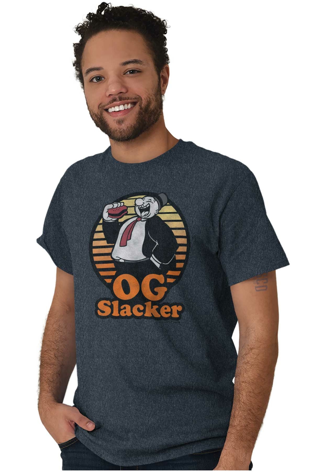 Funny Lazy Slacker Gym Workout Cartoon Wimpy Womens or Mens Crewneck T ...