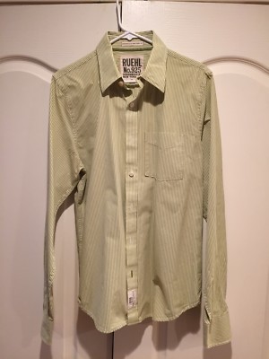 RUEHL Large Button Down Shirt (Green and white stripes) | eBay