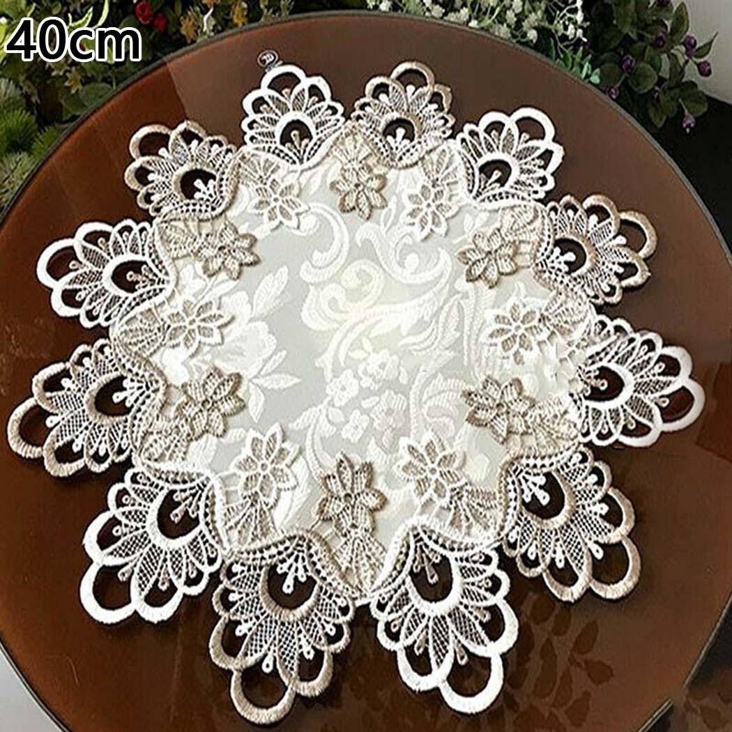 Dustproof and Wear Resistant Round Table Cloth with Lace Floral Design ...