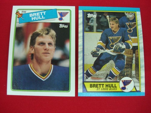 BRETT HULL ROOKIE & 2nd YEAR TOPPS HOCKEY CARDS 1988-89 #66 & 1989-90 ...