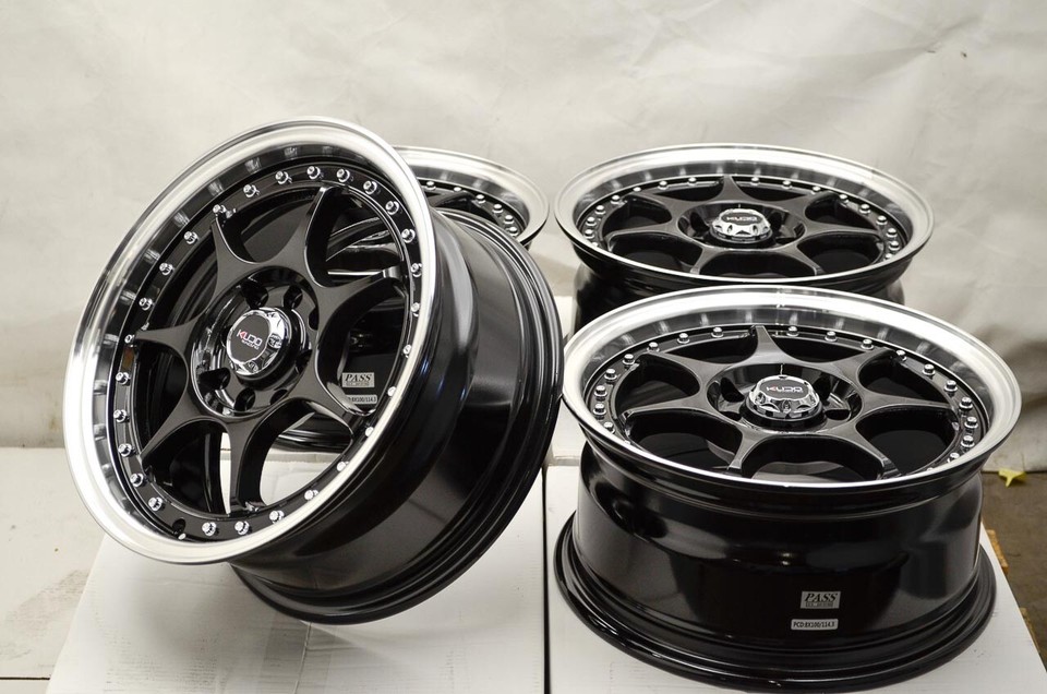 15" Black Wheels Rims 4 lugs Civic Accord Miata Cooper Scion xA xB ...