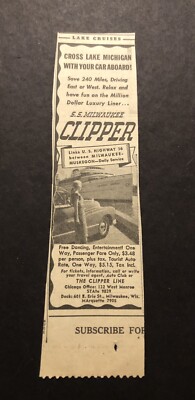 1950’s S.S. Milwaukee Clipper Luxury Liner Newspaper Print Ad 2D21 | eBay