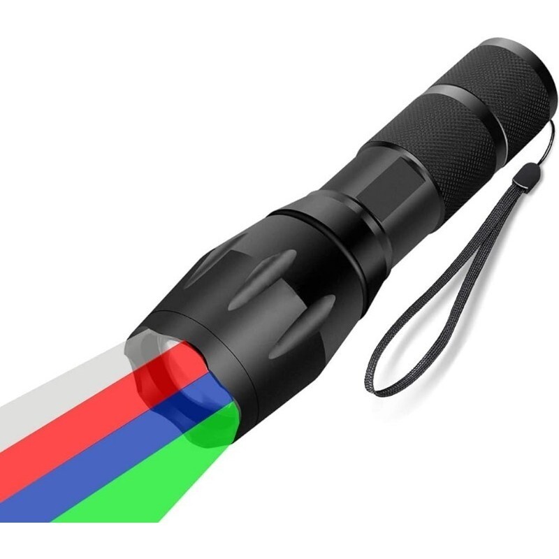 4 in 1 Multicolor Red Green Blue White Light LED Flashlight Torch ...