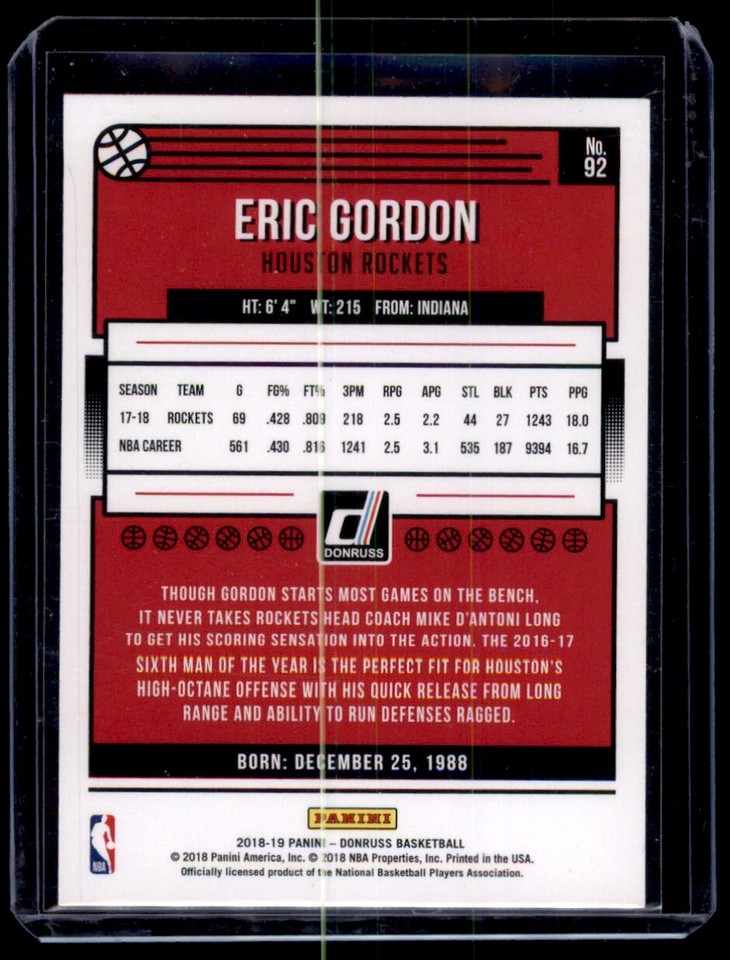 2018-19 Donruss Eric Gordon Houston Rockets #92 | eBay