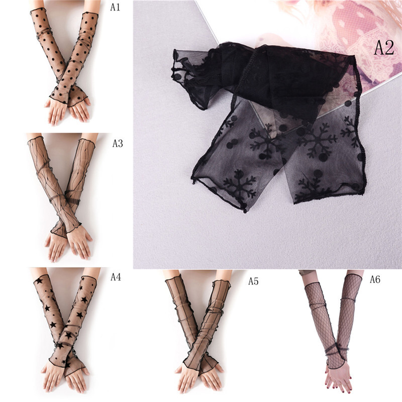 Sexy Women line Lady Lace Flower Fashion Shading Long Fingerless Bridal ...