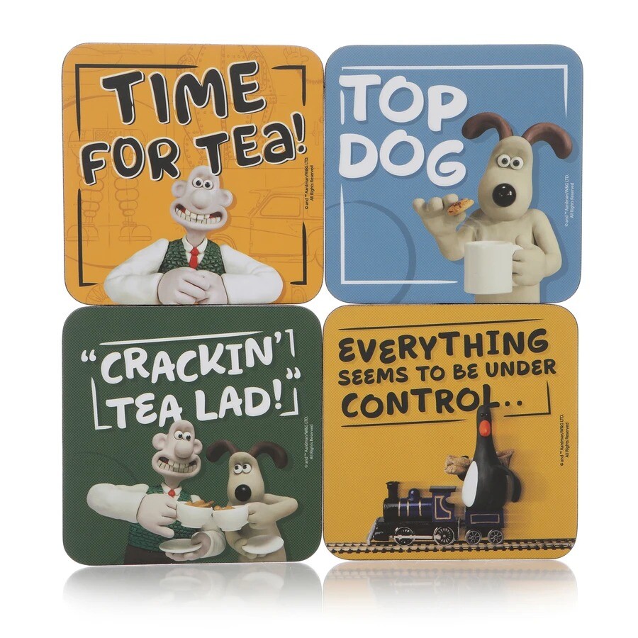 NEW OFFICIAL WALLACE AND GROMIT SET OF 4 COFFEE CUP COASTERS NEW ...