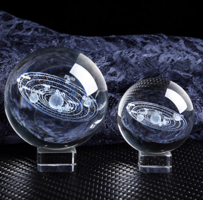 Crystal Glass Ball Solar System Sphere Model Miniature Science Planet ...