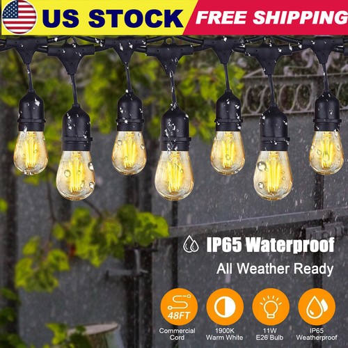 48FT LED Outdoor Waterproof Commercial Grade Patio Globe String Lights ...