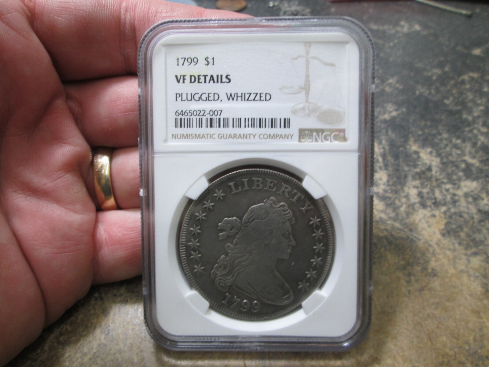 1799 US BUST Silver Dollar NGC VF VERY FINE CONDITION PLUGGED WHIZZED ...