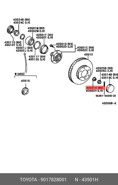 Genuine OE wheel hub nut 9017828001 for TOYOTA 90178-28001 online ...