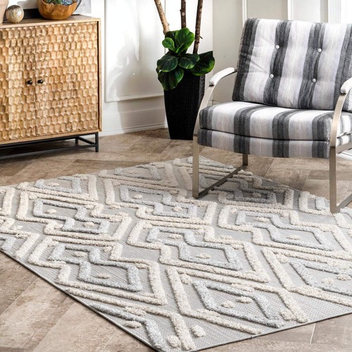 Beatrice Raised Theta Trellis Area Rug 5x8 Beige 193981275922| eBay