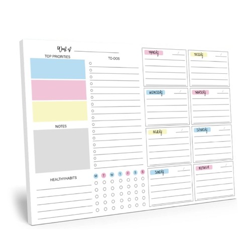 Tearable Schedule Notepad With Vibrantly Color Time Management Sheet ...