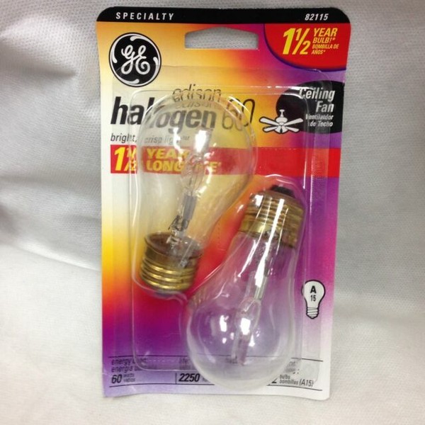 GE 60 Watt A15 Standard Base Edison Halogen Ceiling Fan Bulb 82115 for ...