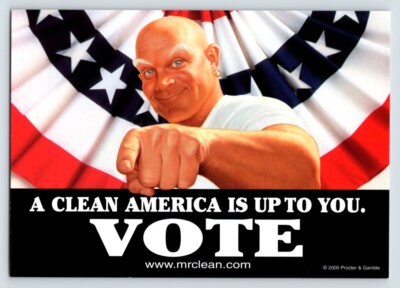 Mr. Clean A Clean America Is Up To You VOTE Vintage 4x6 Postcard Unused ...