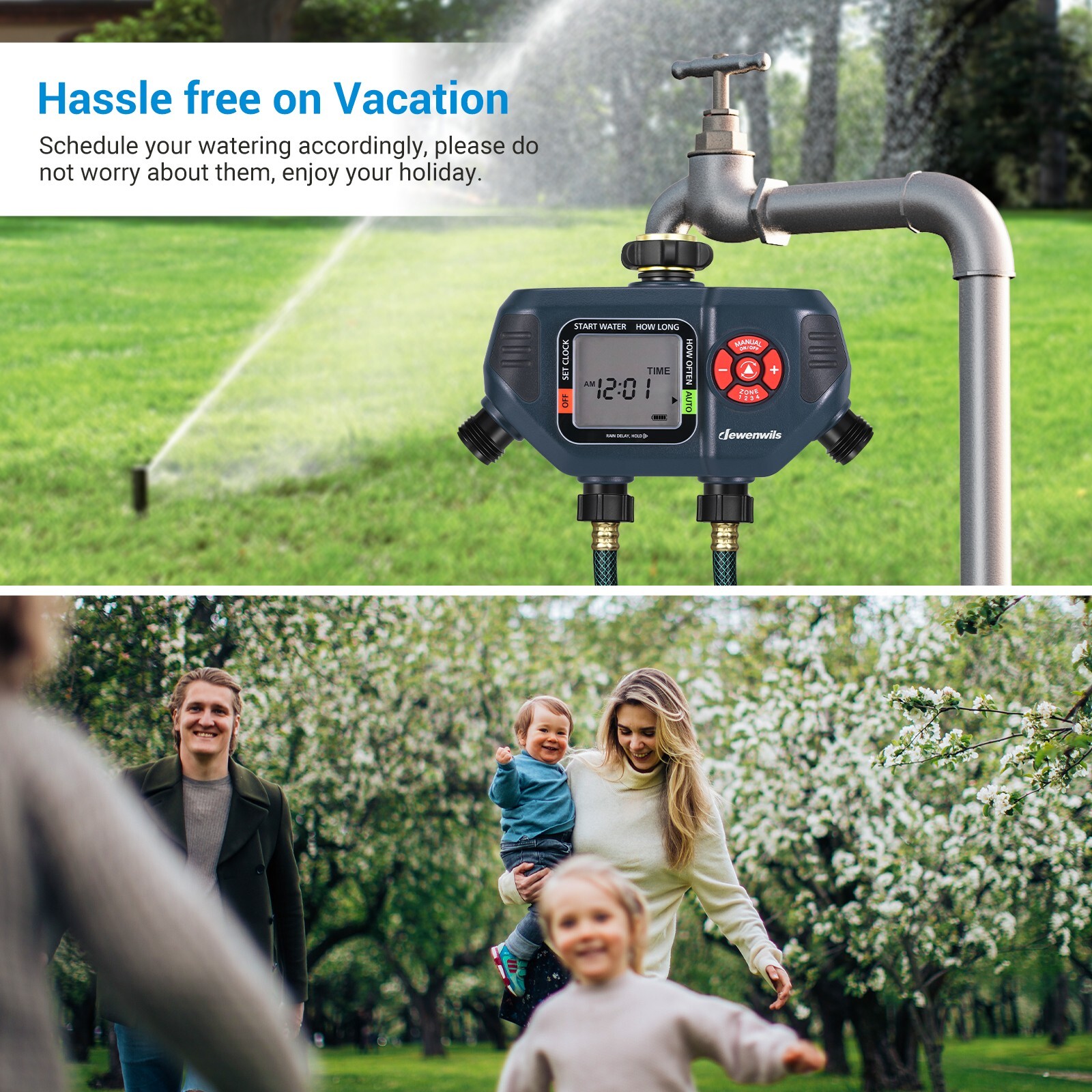 Programmable Water Hose Sprinkler Timer 4 Zone Garden Drip Irrigation ...