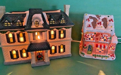 LIGHTED DICKENS COLLECTIBLES SERIES & GINGERBREAD LIGHTED PORCELAIN ...