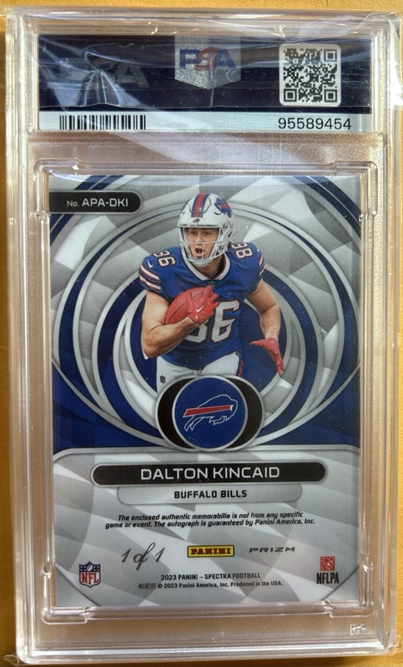 2023 SPECTRA DALTON KINCAID RPA 1/1 NFL SHEILD GOLD VINYL PSA 9 | eBay