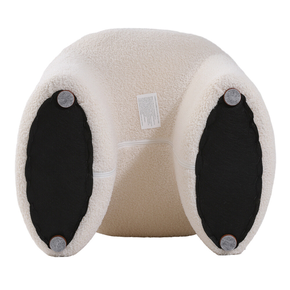 Minimalism Cream Style Teddy Footstool Vanity Under Desk Ottoman Shoe ...