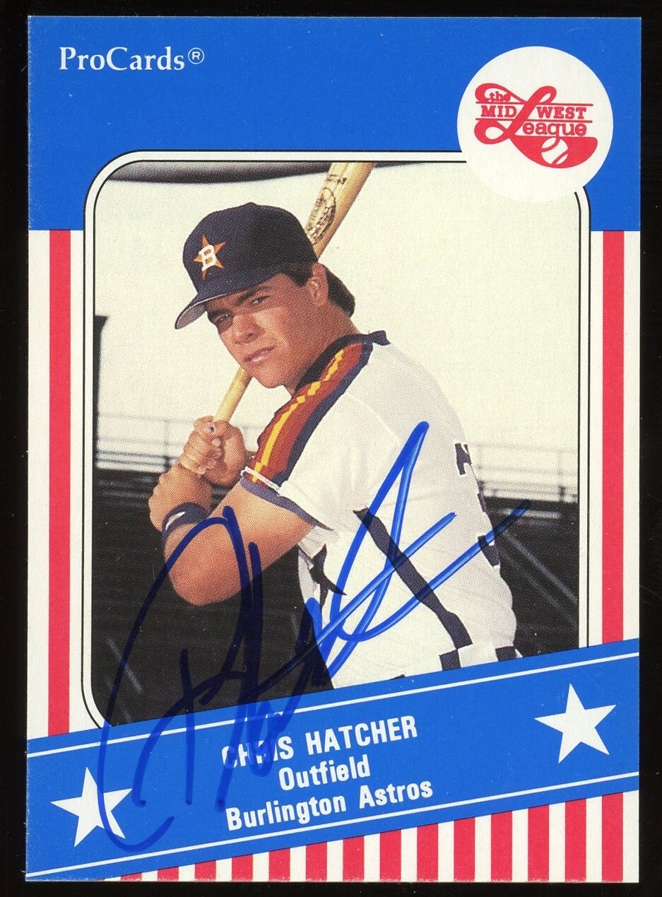 1991 Burlington Astros CHRIS HATCHER Signed Card autograph AUTO ROYALS ...