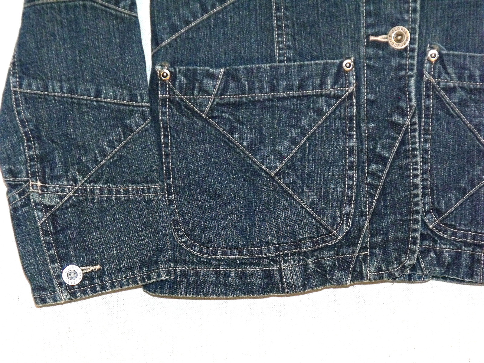 Gloria Vanderbilt VTG patch work denim jean jacket / women's S ...