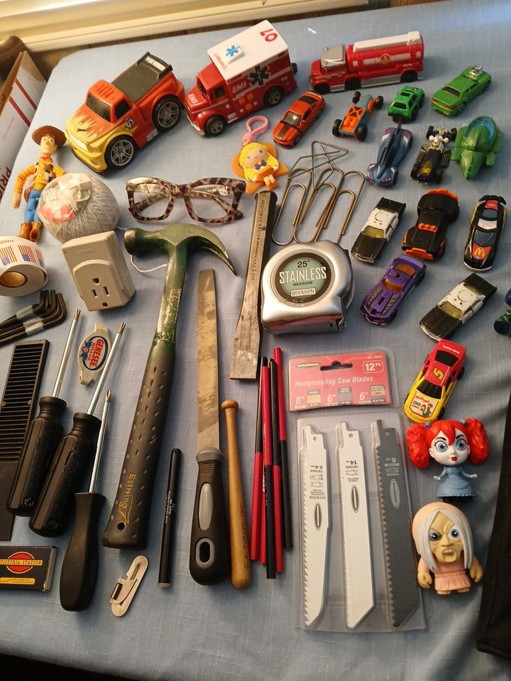 Junk Drawer Tools CROSSOVER SET; MIXED VARIETY TOOLS TOYS VEHICLES AS ...