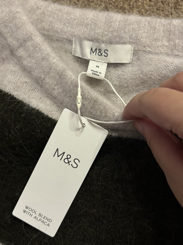 Marks and Spencers Alpaca Blend Striped Textured Relaxed Jumper BNWT ...