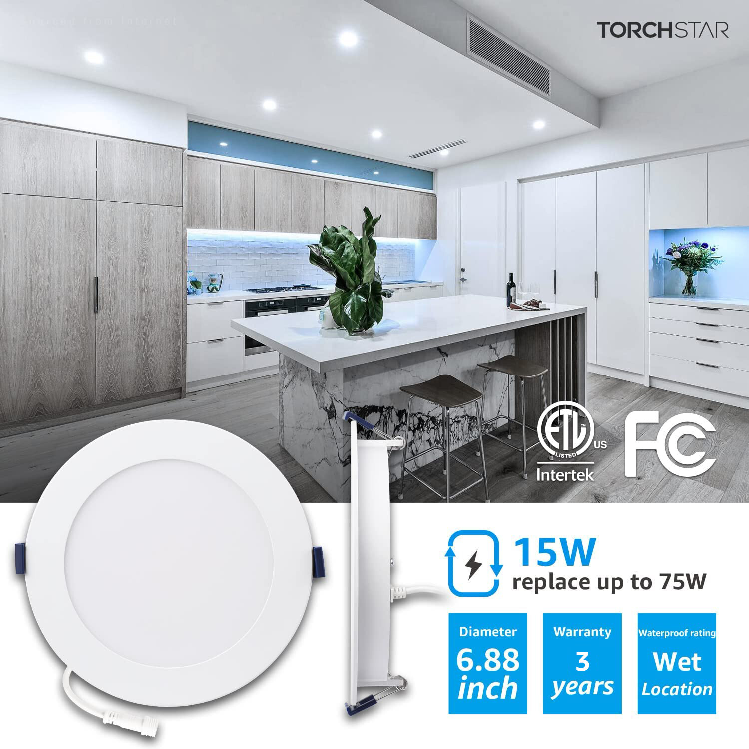 6-Pack 6 Inch LED Recessed Lighting with Junction Box, 2700K-5000K ...