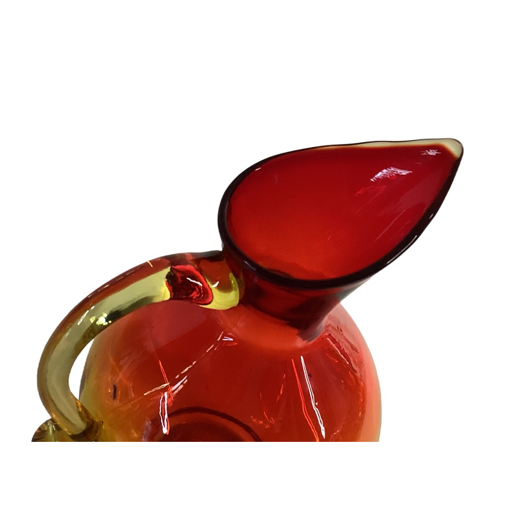 Vintage Amberina Tangerine Small Pitcher MCM Rainbow Art Glass 8 Inch ...