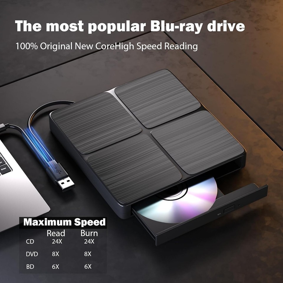 External Blu-ray Drive, BD/DVD/CD -/+RW Player, Optical Drive USB3.0 ...