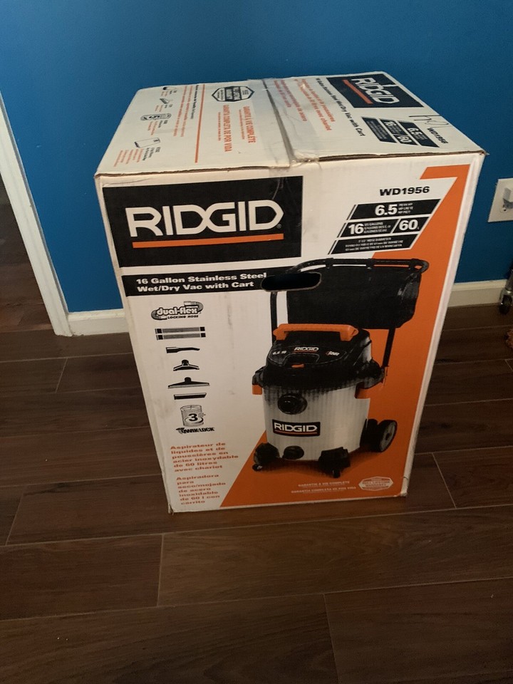 RIDGID WD1956 16 Gallon Stainless Steel Wet/Dry Vac 648846003320| eBay