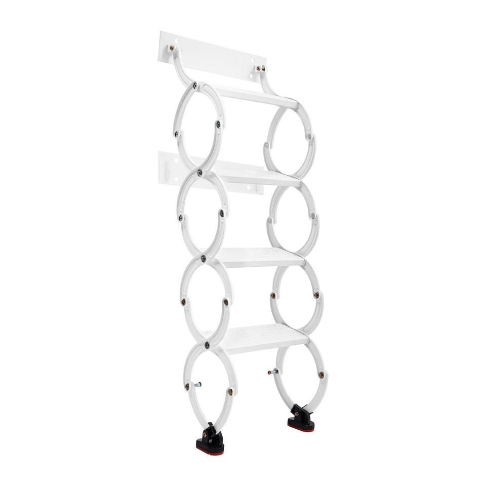 4 Steps White Wall Mounted Retractable Ladder Pull Down Telescoping ...
