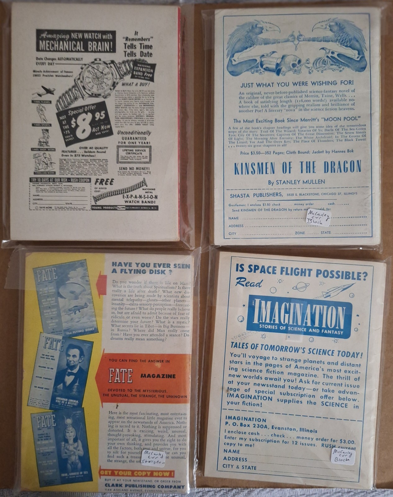 Vintage Fantasy & Science Fiction Pulp Digest Lot of 4 Other Worlds ...
