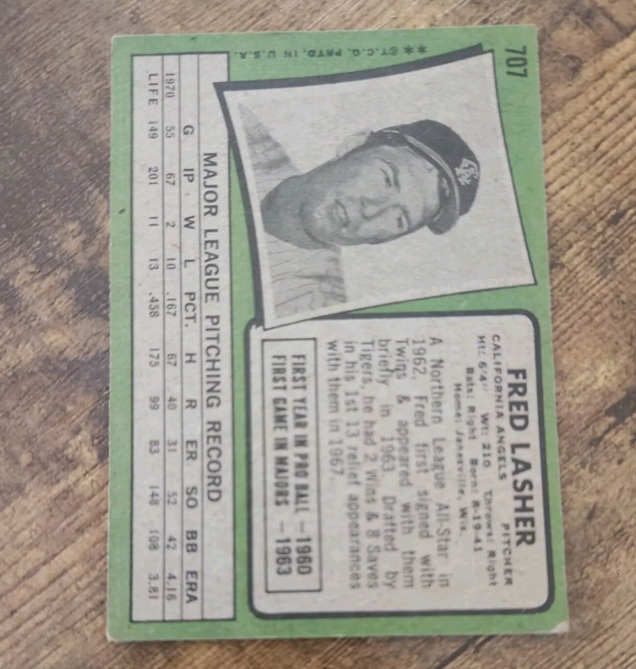 1971 Topps Baseball #707 Fred Lasher high number | eBay