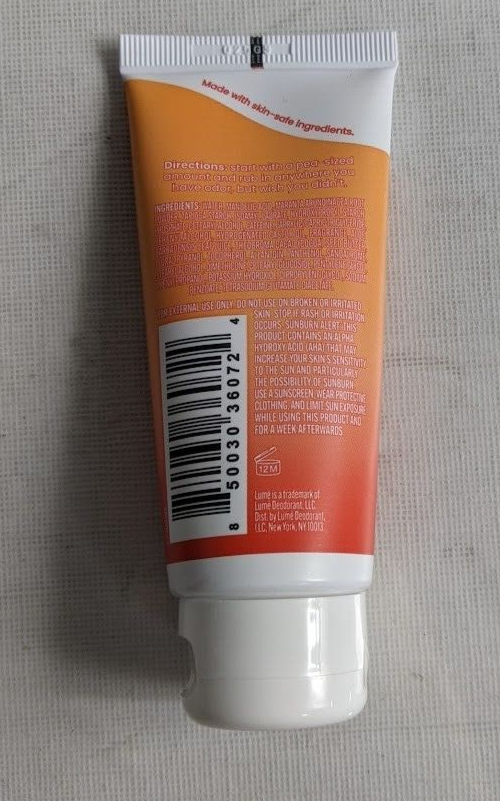 LUME CLEAN TANGERINE Whole Body Deodorant Cream Tube 2.2 oz TRAVEL SIZE ...