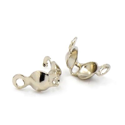 Clamshell Bead Tips Double Closed Loops 4mm 200pcs Silver Tone ...