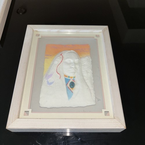 Vintage Figi Art Graphic Hand Cast Paper Native American Woman Signed ...