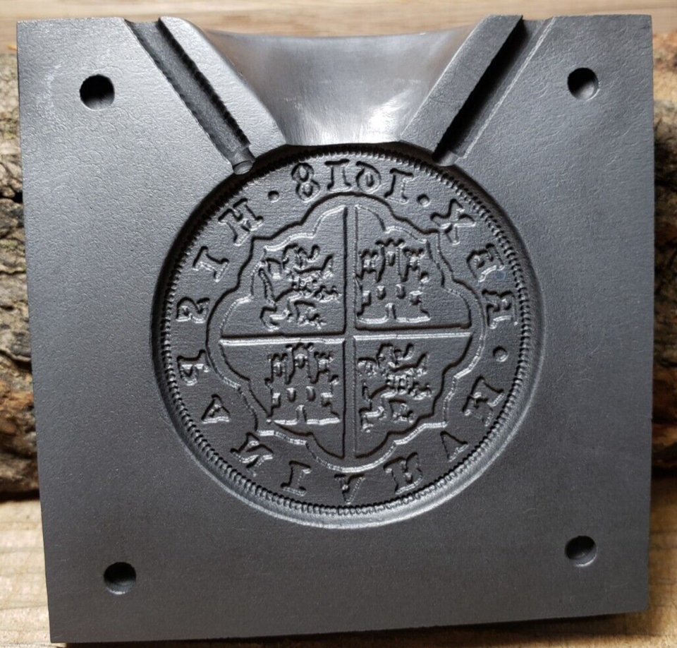 Graphite coin mold-1618 Spanish 8 Reales-Pour your own pirate treasure ...