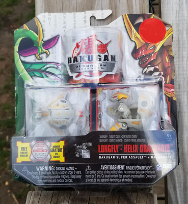 BAKUGAN Longfly Helix Dragonoid Double Set Dragon Fire Metal Cards Sega ...