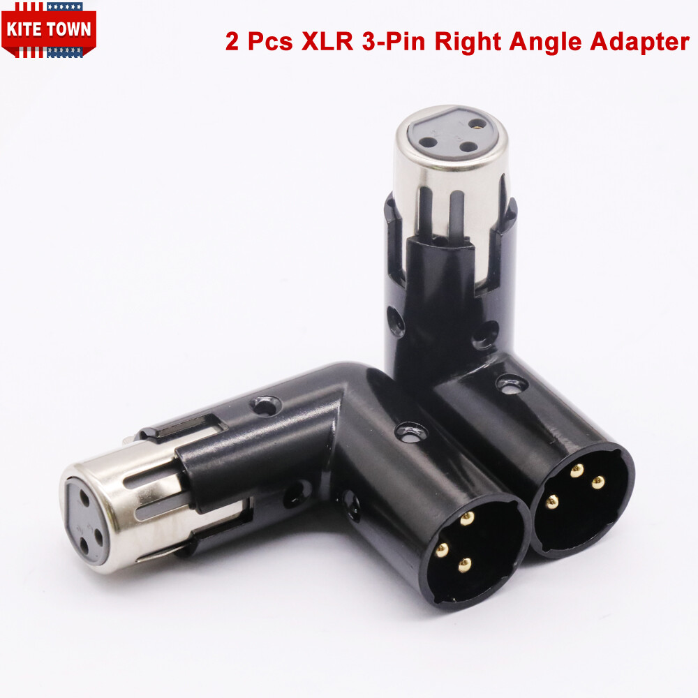 2x 3-Pin XLR Right Angle Adapter Male and Female Adjustable 4 Angle ...