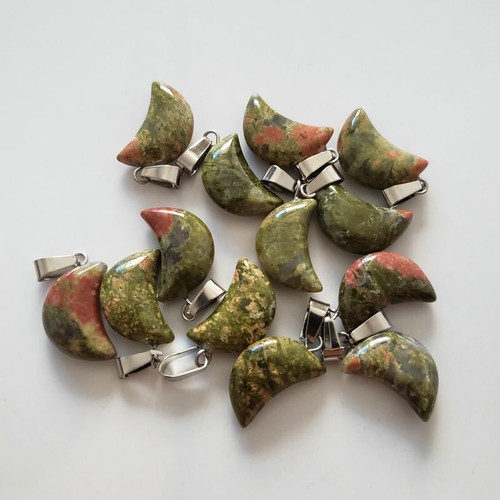 Wholesale 50pcs Natural Unikate Stones Half Moon Shape Pendants Bead ...