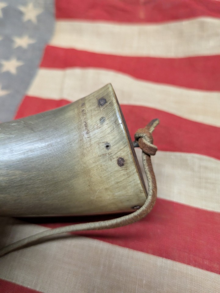 Antique 1800's Small Primitive "Day Horn " Powderhorn W/ Leather Strap ...